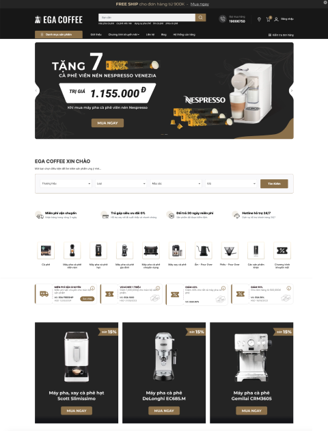 EGA Coffee - Giao diện tối ưu chuyển đổi cực tốt
